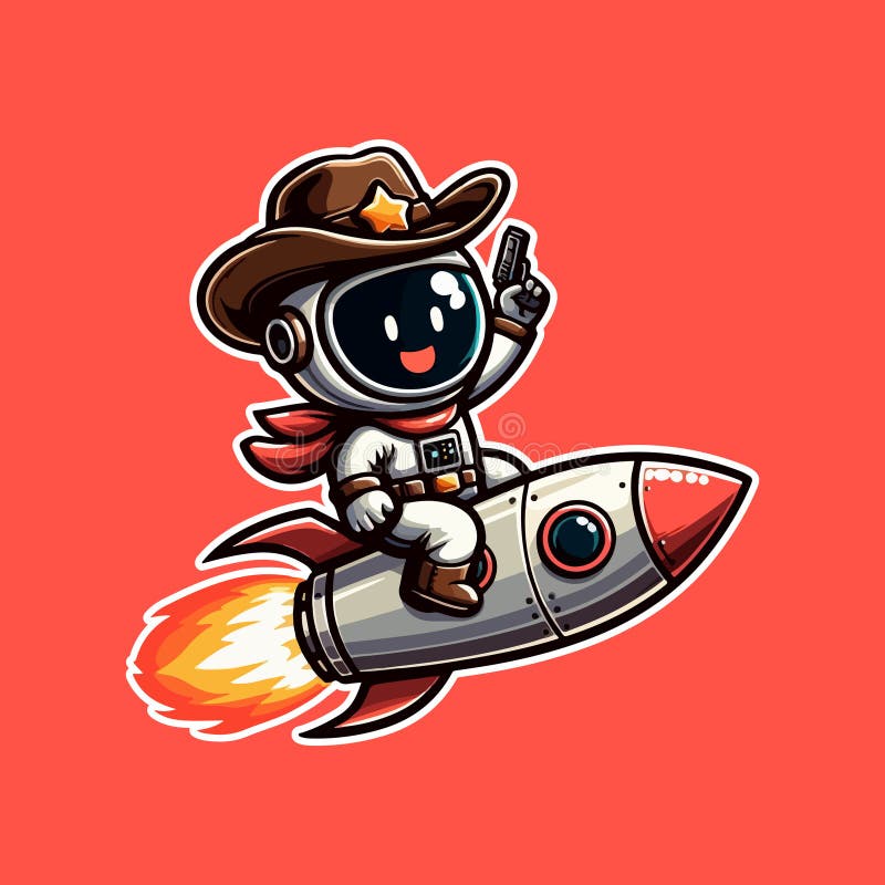 A Astronaut Riding Rocket Like a Bull Illustration Stock Vector ...