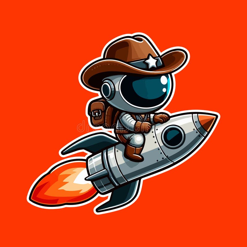 A Astronaut Riding Rocket Like a Bull Illustration Stock Vector ...