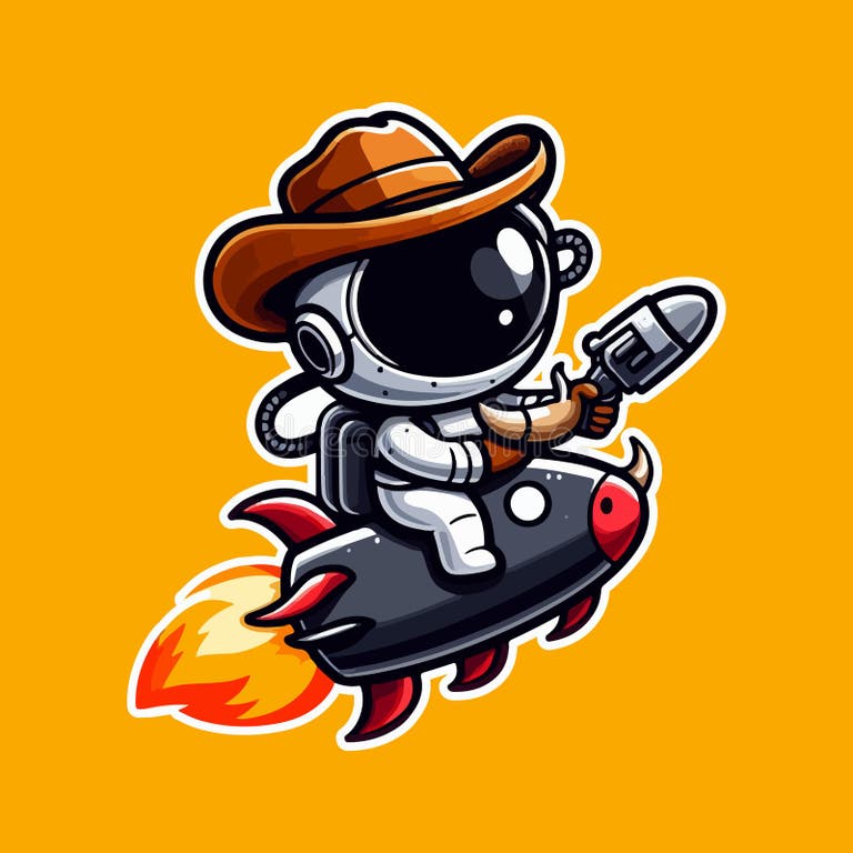 A Astronaut Riding Rocket Like a Bull Illustration Stock Vector ...