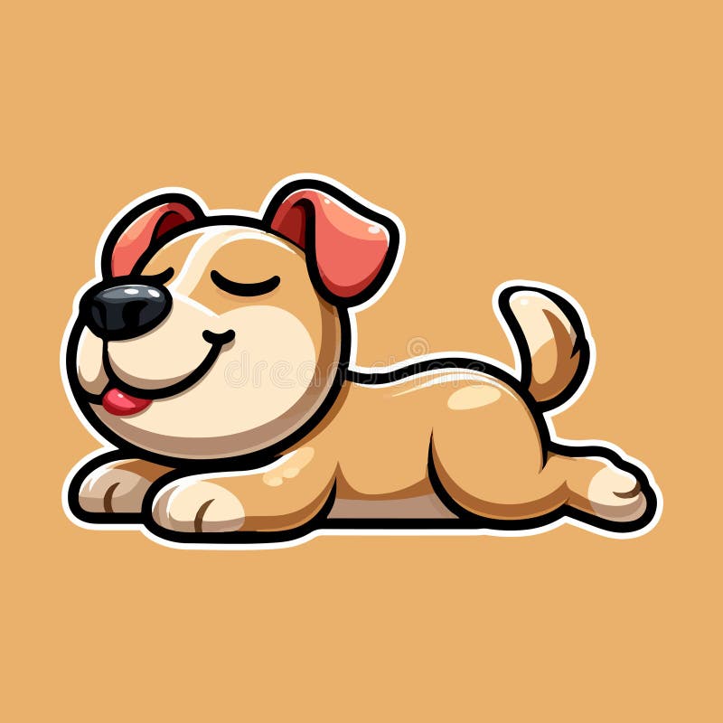 A Tired Dog Laying on His Stomach with His Legs Stretched Stock Vector ...