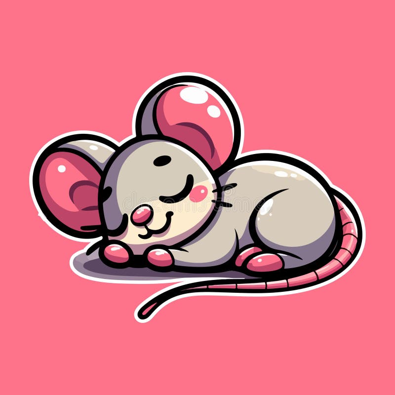 A Tired Mice Laying on His Stomach with His Legs Stretched Stock Vector ...