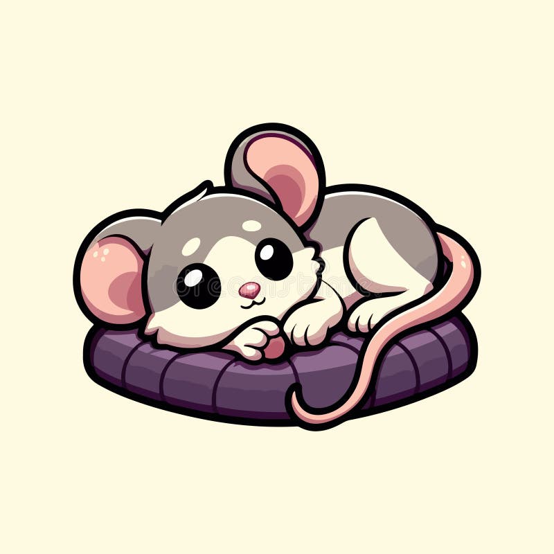 A Tired Mice Laying on His Stomach with His Legs Stretched Stock Vector ...