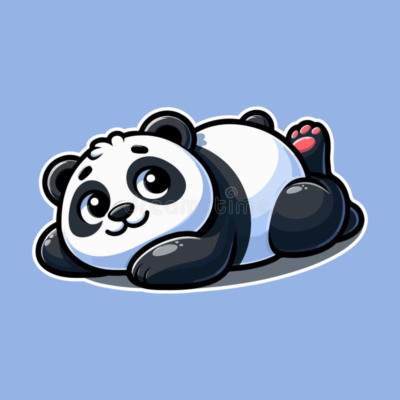 A Tired Panda Laying on His Stomach with His Legs Stretched Stock ...