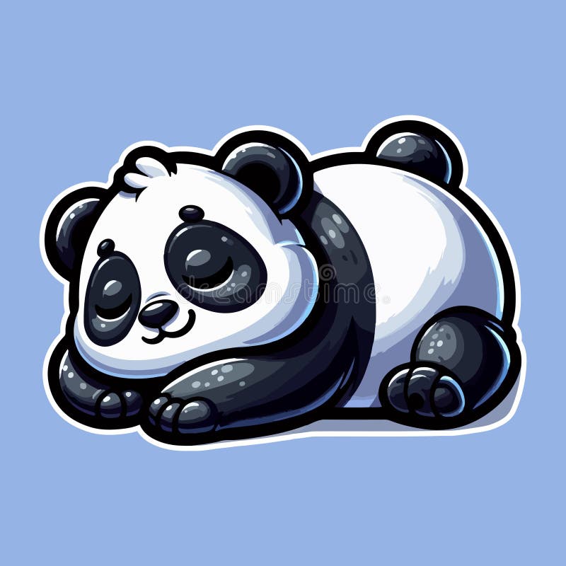 A Tired Panda Laying on His Stomach with His Legs Stretched Stock ...