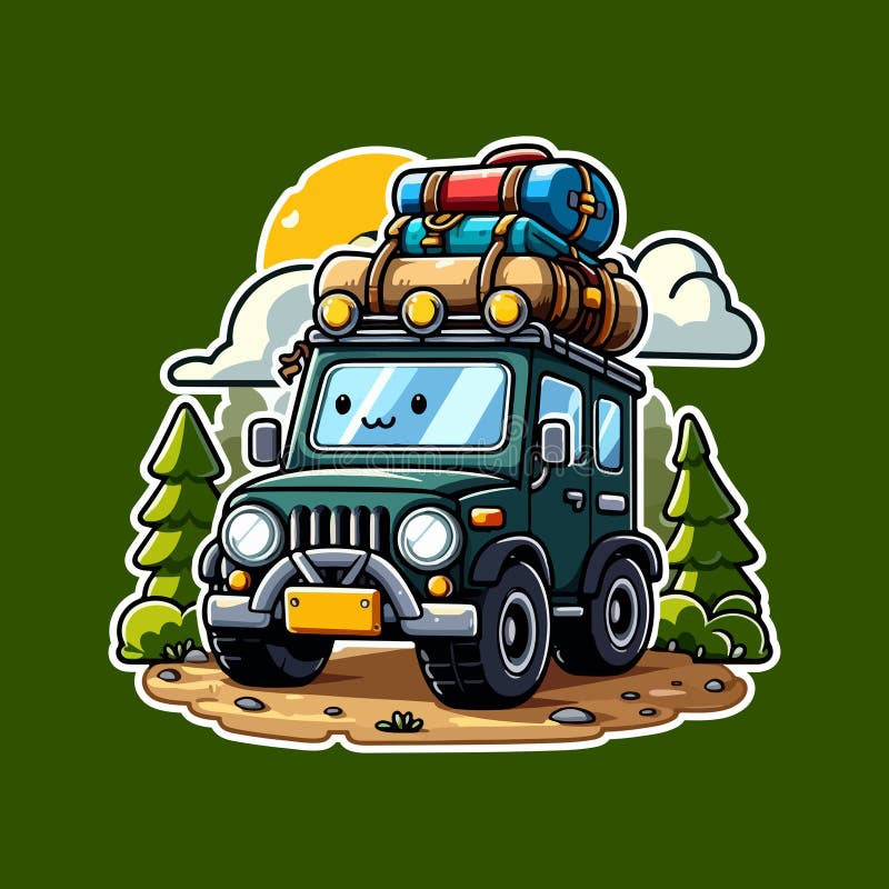 Adventure Car Illustration ,Adventure Car Sticker Stock Vector ...