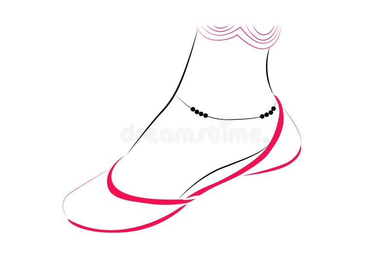Beautiful Woman Feet with Pink Shoe and Anklet Isolated on White ...