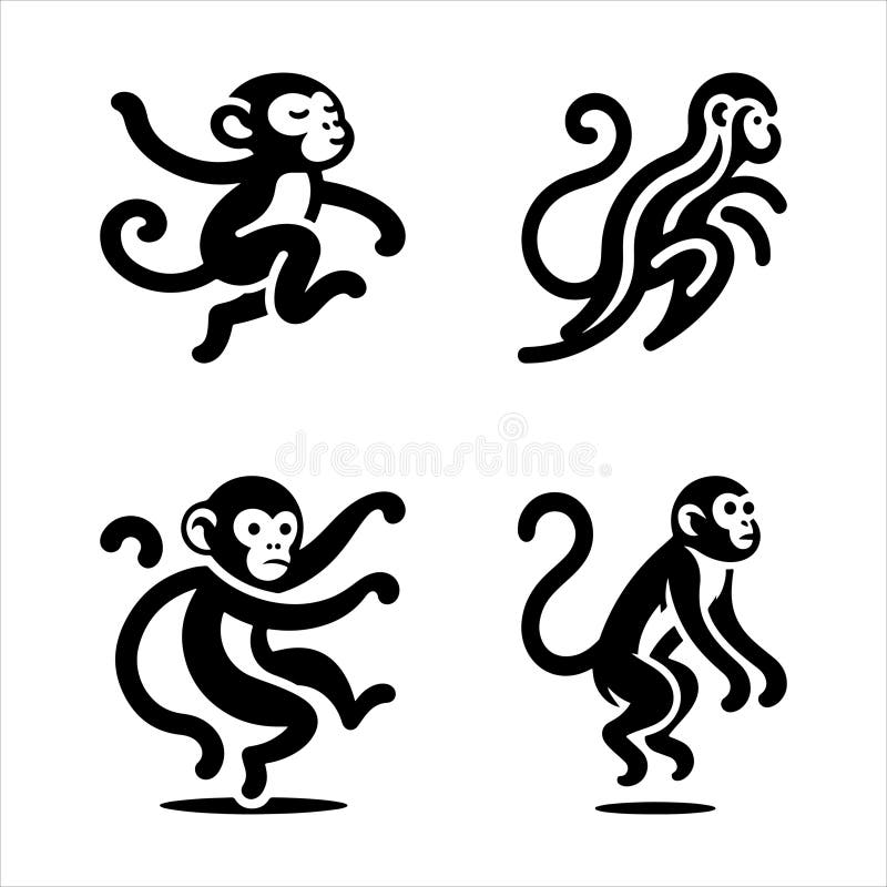 Pristine Silhouette Vector Design of a Monkey Stock Vector ...