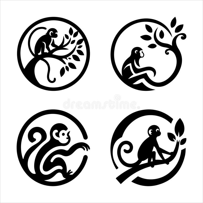 Pristine Silhouette Vector Design of a Monkey Stock Vector ...