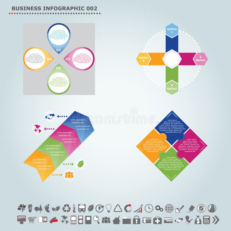 Set of 4 Clean Infographic Templates with 4 Options. People, Medical ...