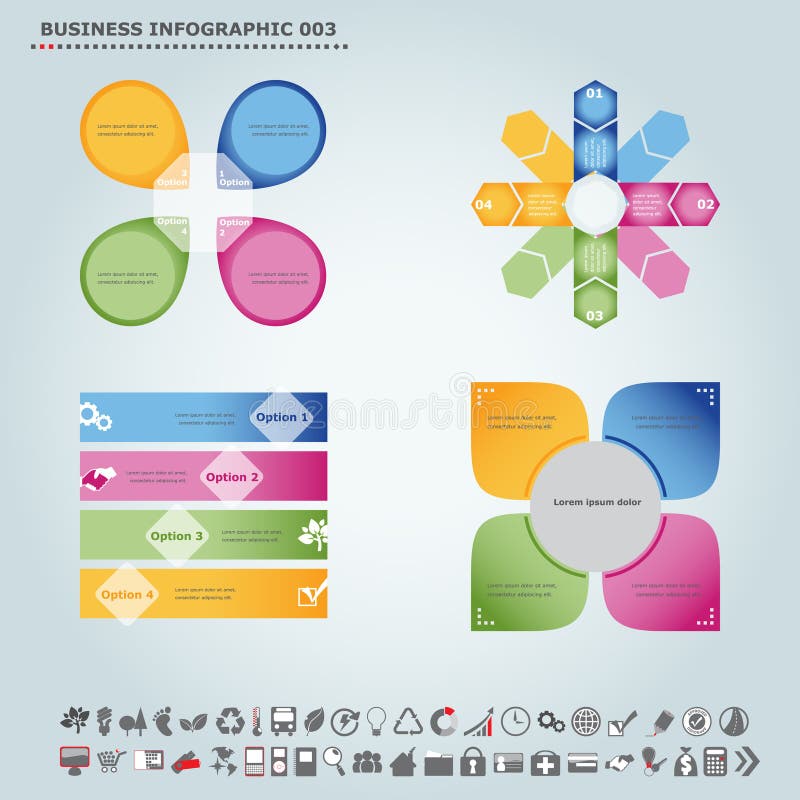 Set of 4 Clean Infographic Templates with 4 Options. Business, Medical ...