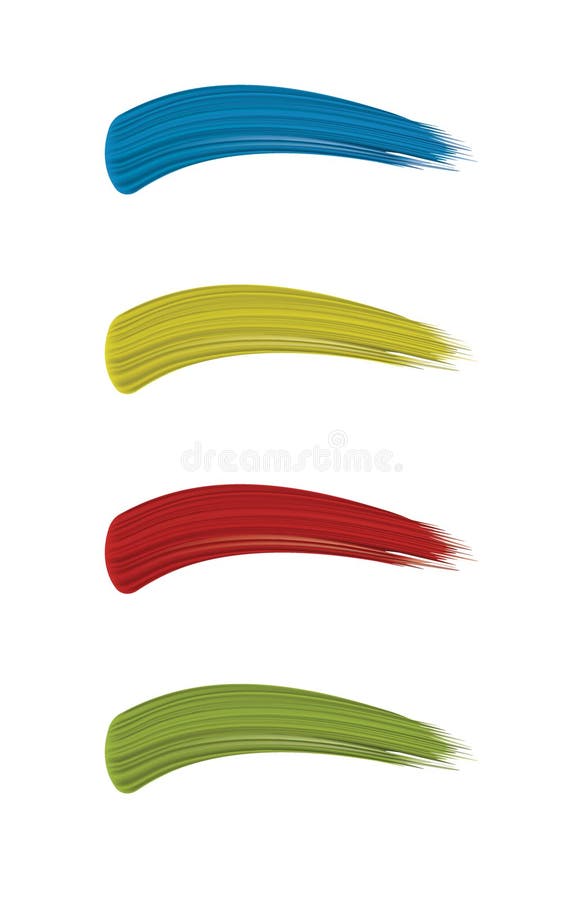 Brush Strokes in Four Different Colours Stock Vector - Illustration of ...