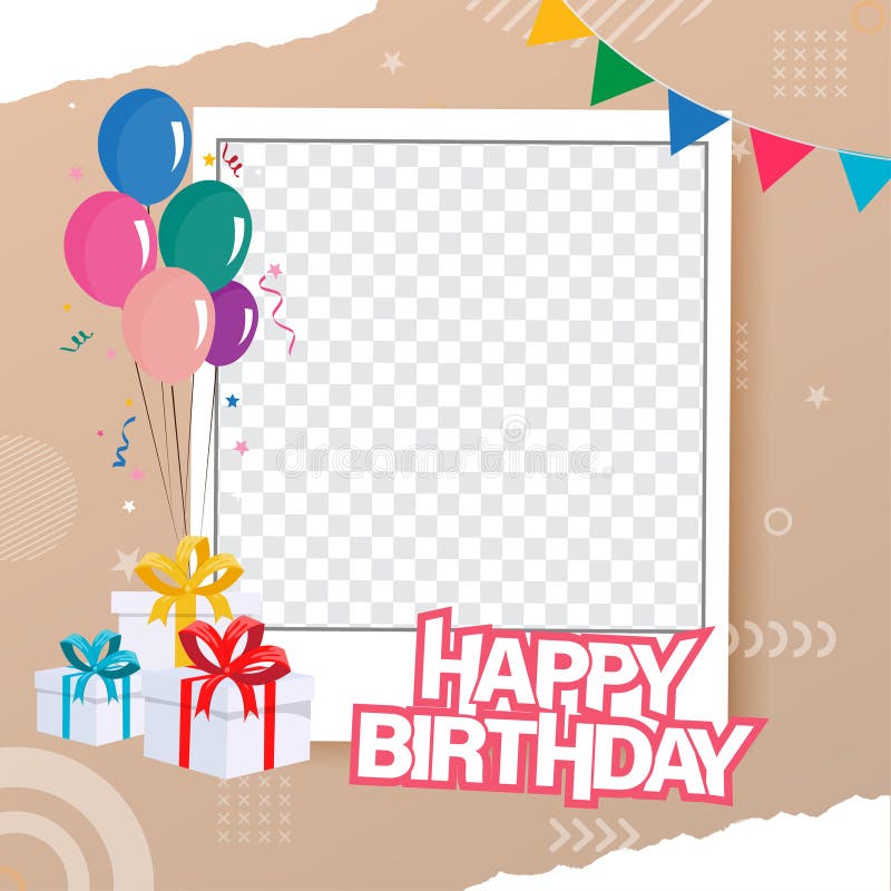 Photo Frame for Birthday Design Stock Vector - Illustration of balloons ...