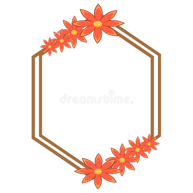 Hexagon Flower Frame Vector Image, Floral Wreath Border Design Template ...