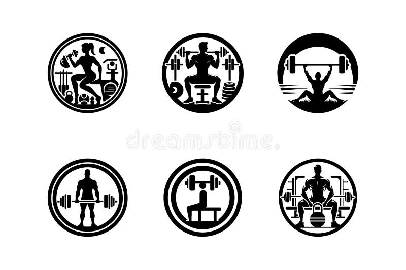 Fitness GYM Icon with Strong Athlete and Barbell Vector Illustration ...