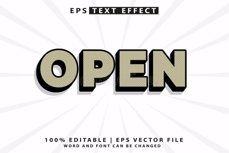 Open Editable 3d Text Effect Stock Vector - Illustration of game, comic ...