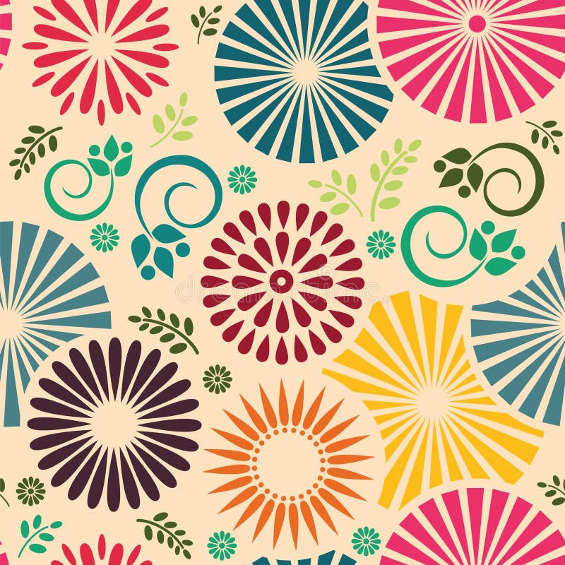 Vintage Rustic Earth Tones Flowers Seamless Vector Pattern. Vibrant ...