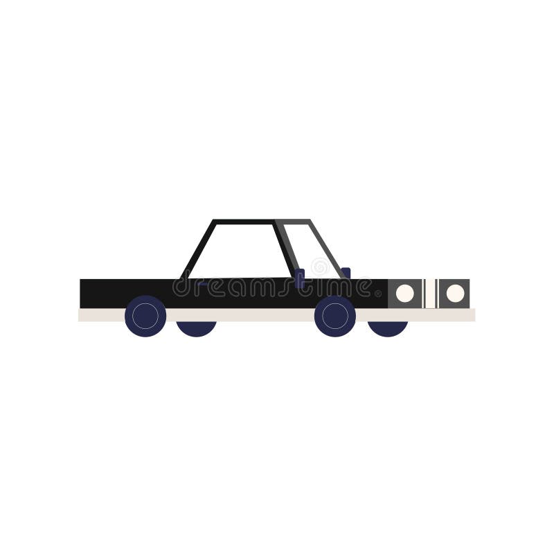 Vintage Black Car Illustration: Classic Automobile in Flat Design Stock ...