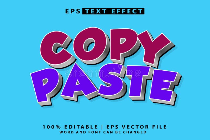 Copy Paste Editable 3d Text Effect Stock Vector - Illustration of logo ...
