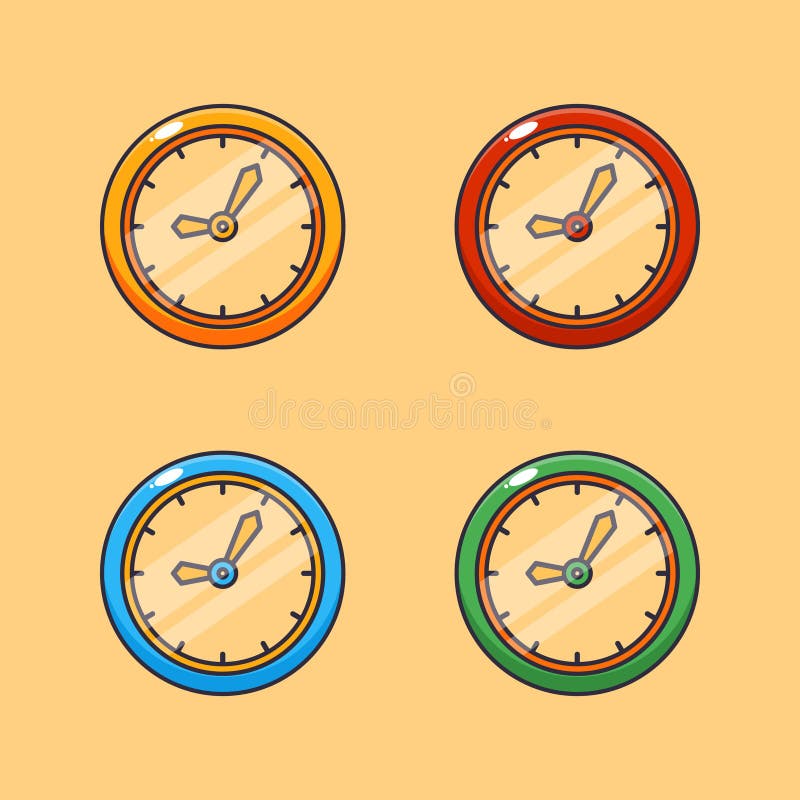 Cartoon Vector Illustration of Wall Clock. Stock Vector - Illustration ...