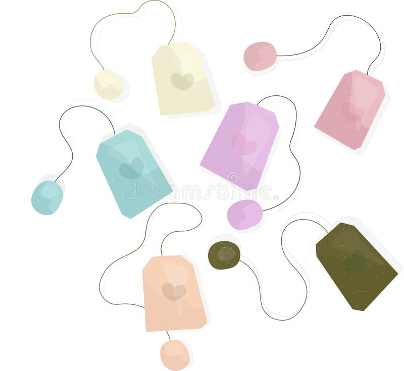 Tea Pockets Green Pink Yellow Blue Stock Vector - Illustration of vetor ...