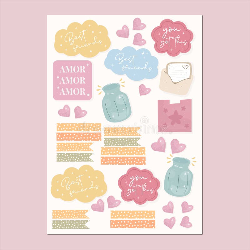 Best Friends Blue Pink Beige Save Saving Tape Amor Illustration Vector ...