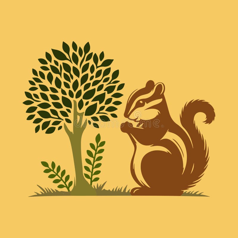 Vector Illustration of Squirrel on Tree Stock Vector - Illustration of ...