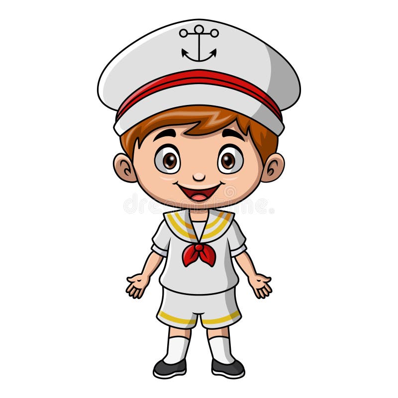 Cute Little Boy Cartoon Wearing Sailor Uniform Stock Vector ...