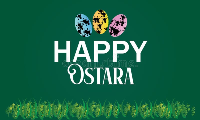 Happy Ostara Beautiful Text with Egg and and Illustration Design Stock ...