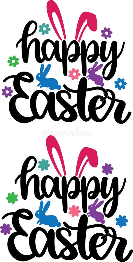 Happy Easter, Easter Bunny, Hello Spring, Tulips Flower Vector ...