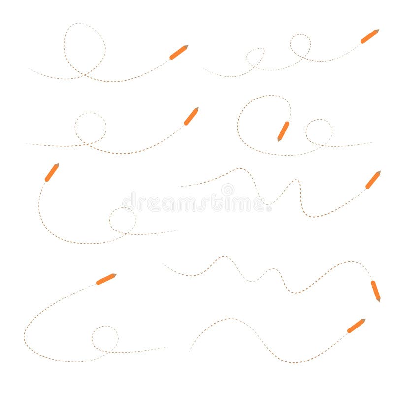 Set of Dashed Line Route with Location Stock Vector - Illustration of ...