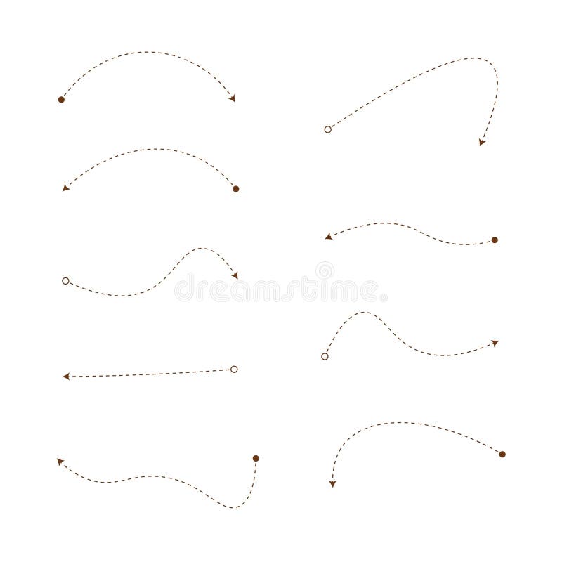 Set of Dashed Line Airplane, Car, Bicycle Route with Location Stock ...