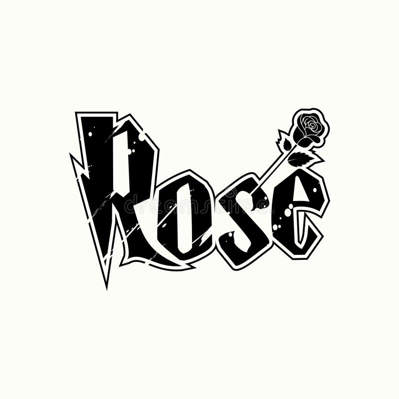 Letter Rose Serif Gothic Font with Flower Stalk. Related Monogram ...