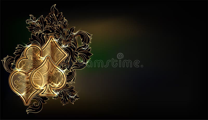 Casino Golden Wallpaper with Poker Cards, Vector Stock Vector ...