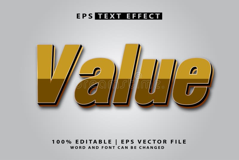 Value 3d Editable Text Effect Vintage Color Stock Vector - Illustration ...