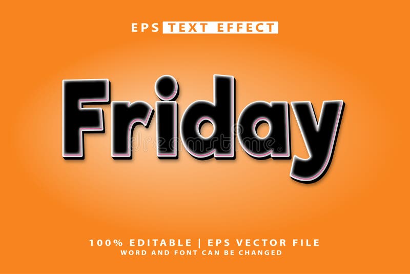 Friday 3d Editable Text Effect Vintage Color Stock Vector ...