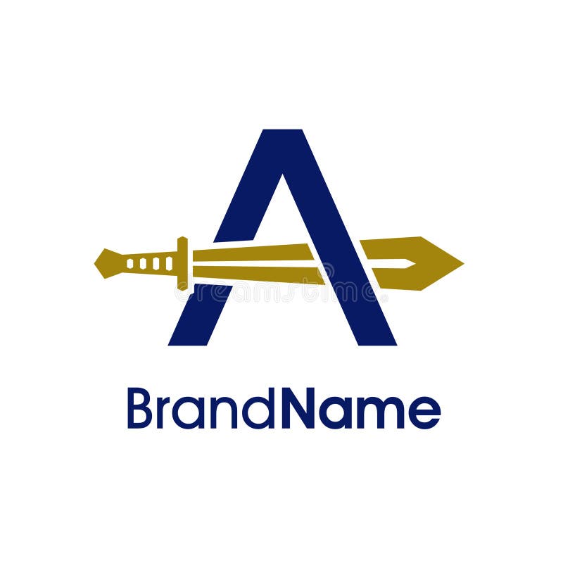 Simple and Bold Initial a Gold Sword Logo Stock Vector - Illustration ...