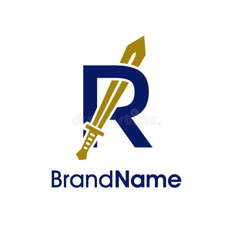 Simple and Bold Initial R Gold Sword Logo Stock Vector - Illustration ...