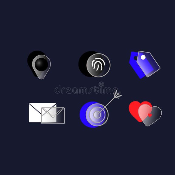 Glassmorphic Icon Set Design Stock Vector - Illustration of like, star ...