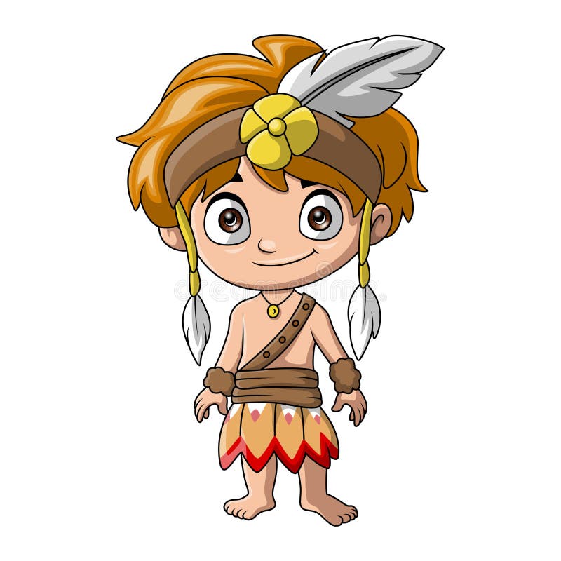 Cute Native American Indian Boy Cartoon Stock Vector - Illustration of ...