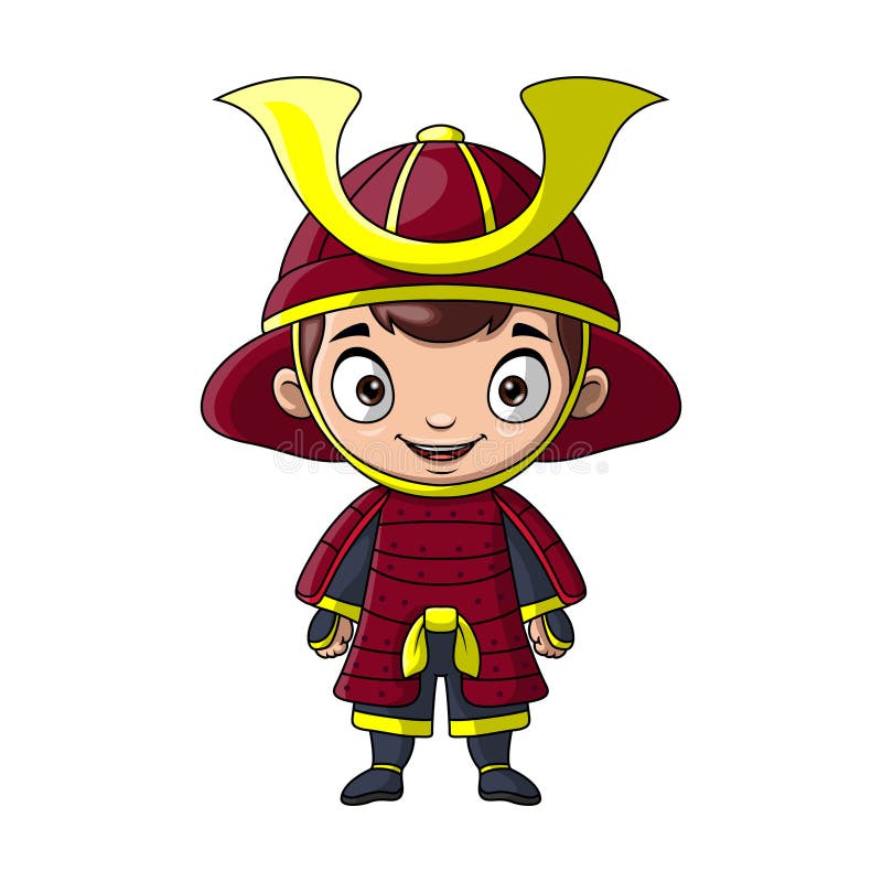 Cute Japanese Samurai Warrior Cartoon Stock Vector - Illustration of ...