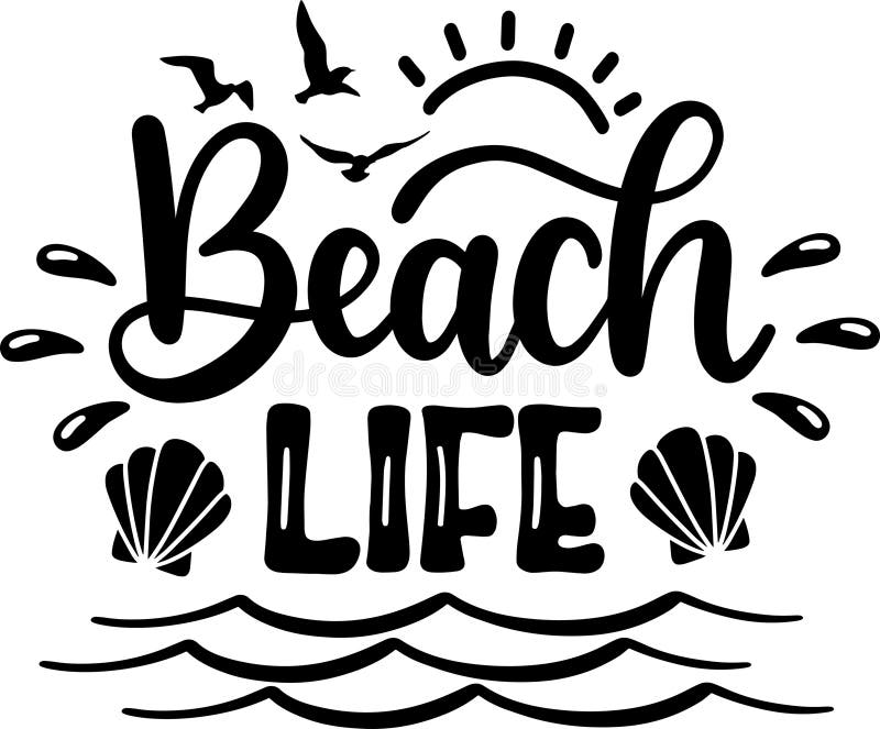 Beach Life, Wave, Sand, Beach, Summer Holiday, Vector Illustration ...
