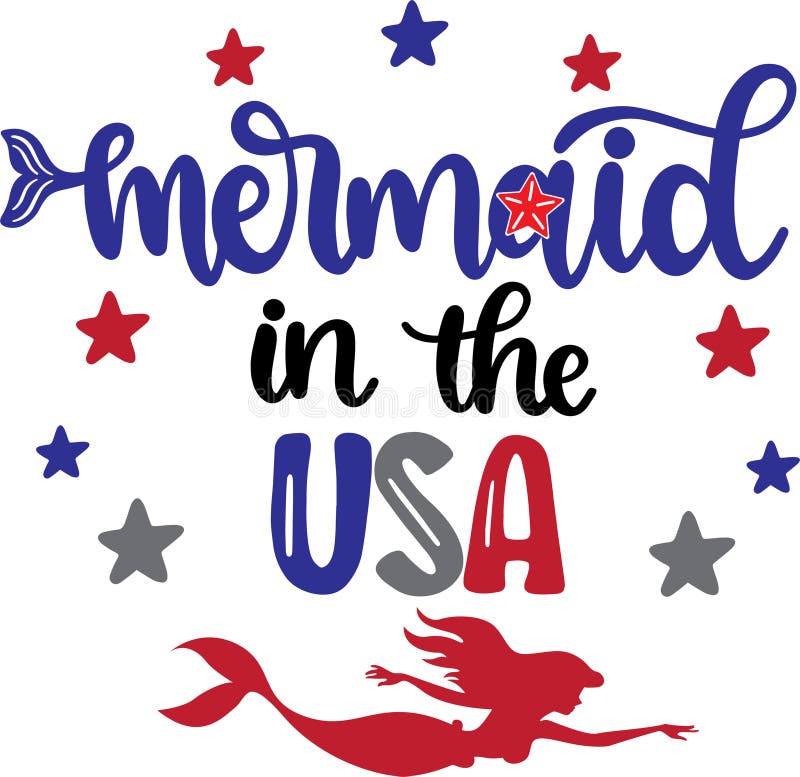 Mermaid in the Usa, America Patriotic, Happy 4th of July, American Flag ...
