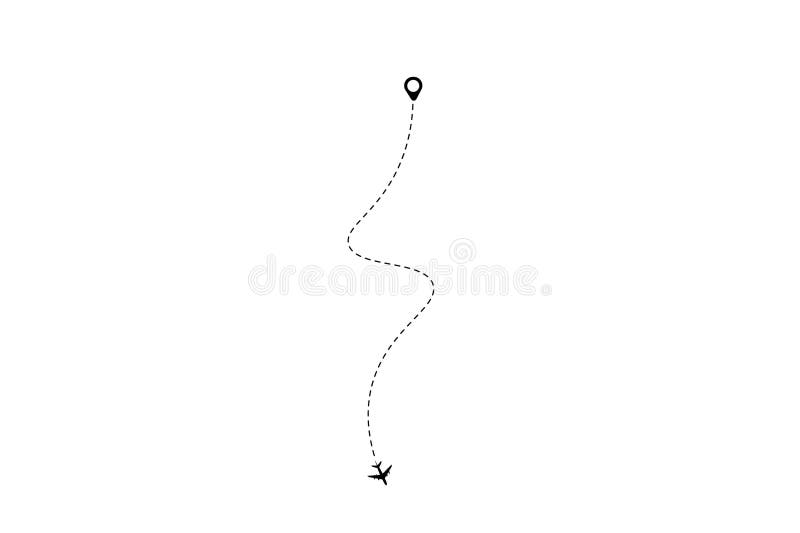 Set of Dashed Line Airplane Route with Location Stock Vector ...
