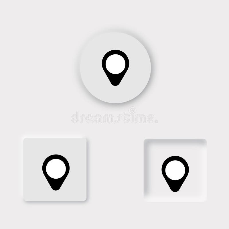 Neomorphic Pin Icon Elements Stock Vector - Illustration of power ...