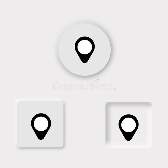 Neomorphic Pin Icon Elements Stock Vector - Illustration of power ...