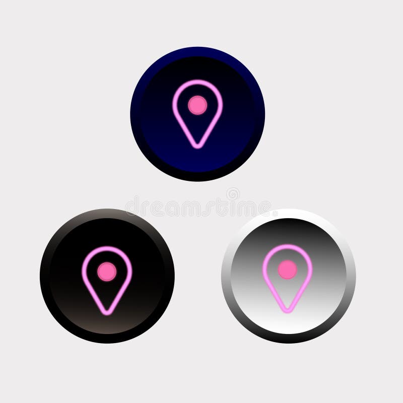 Neomorphic Pin Icon Elements Stock Vector - Illustration of icon, plane ...