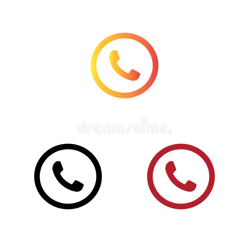Call Icon Button in Black and Red Stock Vector - Illustration of ...