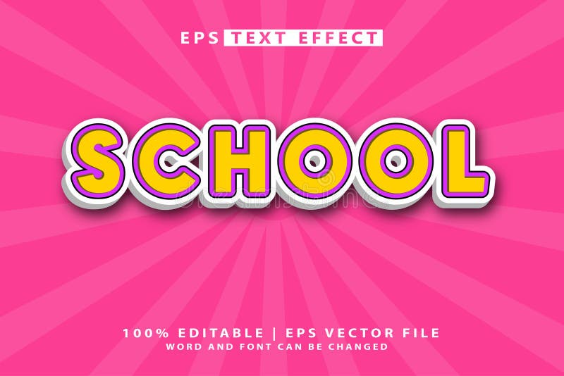 School 3d Editable Text Effect Vintage Color Stock Vector ...