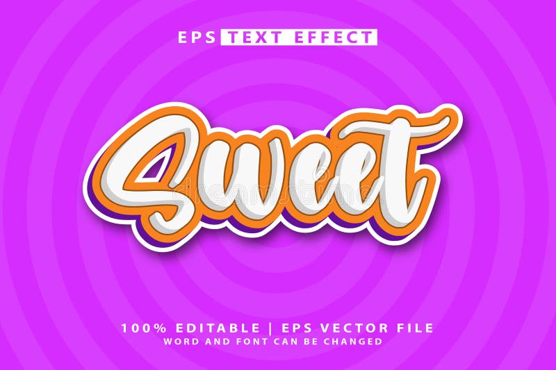 Sweet 3d Editable Text Effect Vintage Color Stock Vector - Illustration ...