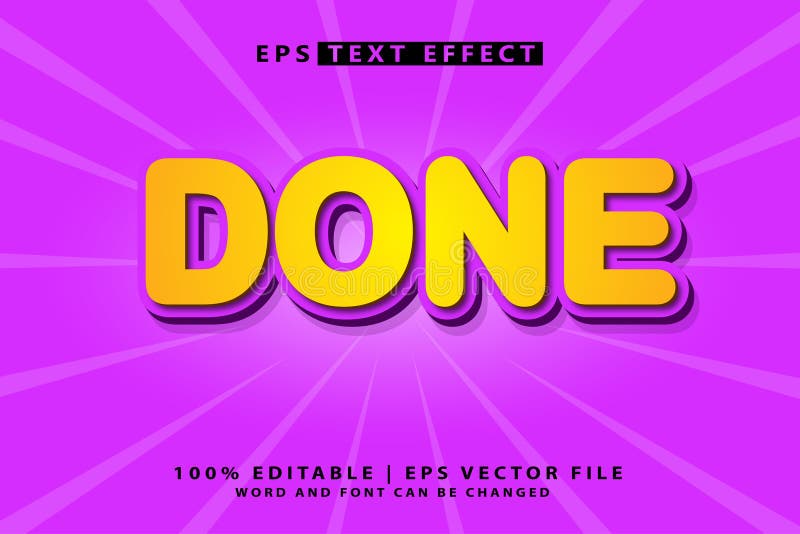 Done 3d Editable Text Effect Vintage Color Stock Vector - Illustration ...